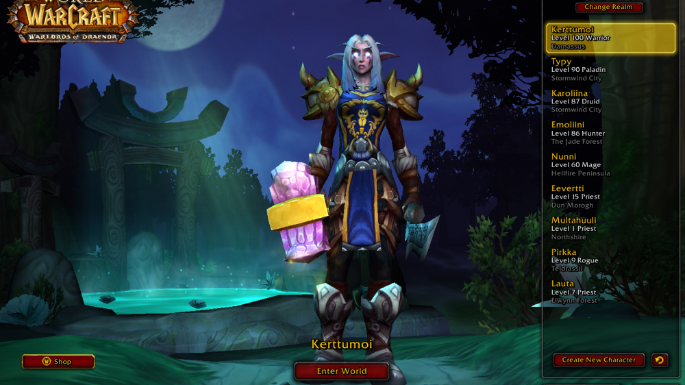 Level 100 Warrior = 5x90 Alts = Raven Lord = lvl 3 Garisson = 30k Gold ...
